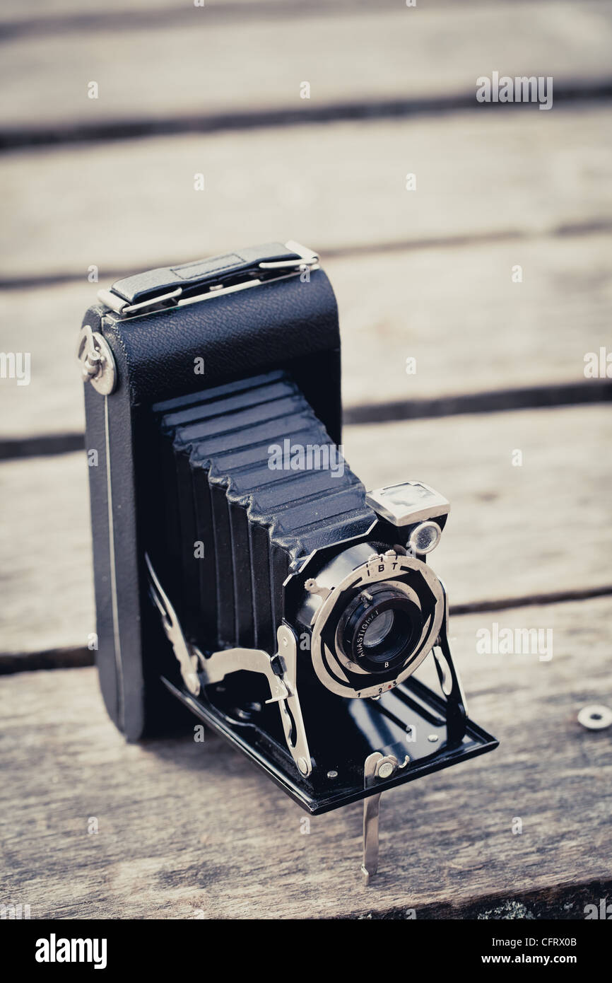 Beautiful old vintage folding camera Stock Photo - Alamy