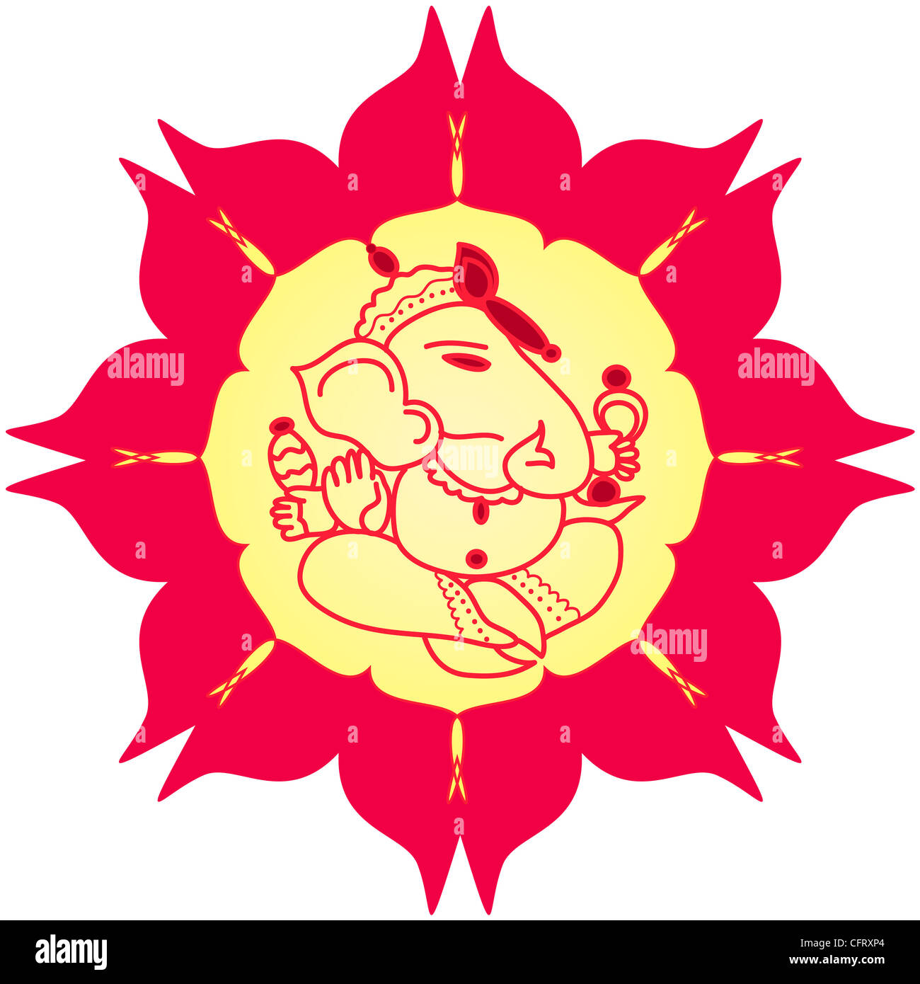 Indian God Ganesha on a flower design Stock Photo - Alamy
