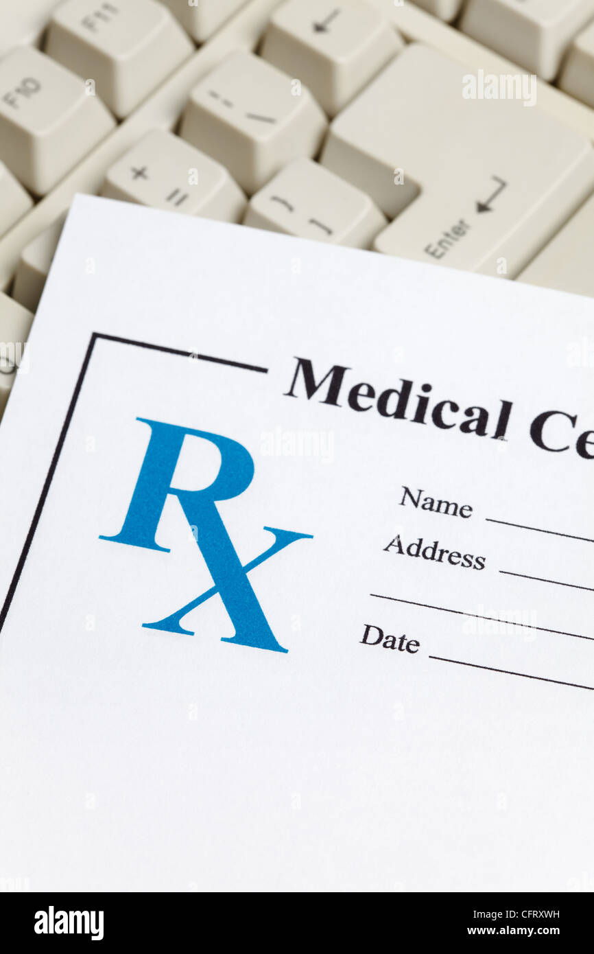 Computer Keyboard and Prescription, concept for Healthcare And Medicine ...