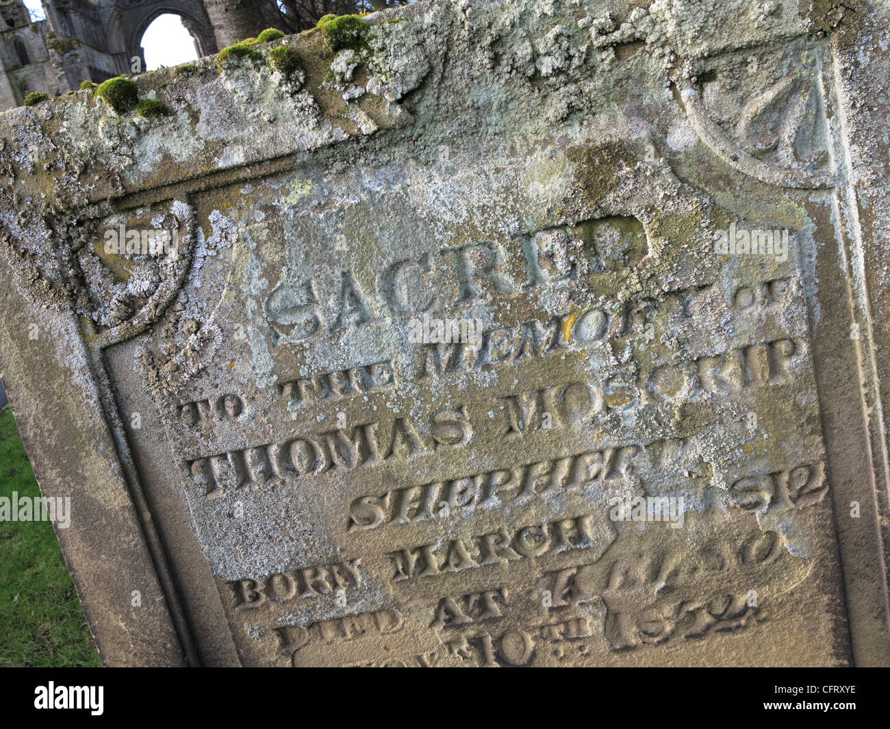 The grave of a shepherd born in the year of Waterloo, 1812, in Kelso ...