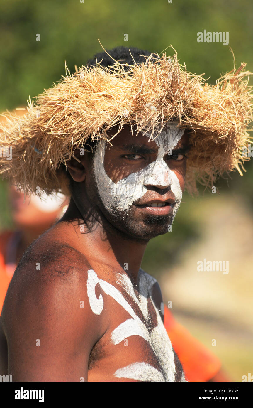 Native Islander in native dress performing for tourists Stock Photo - Alamy