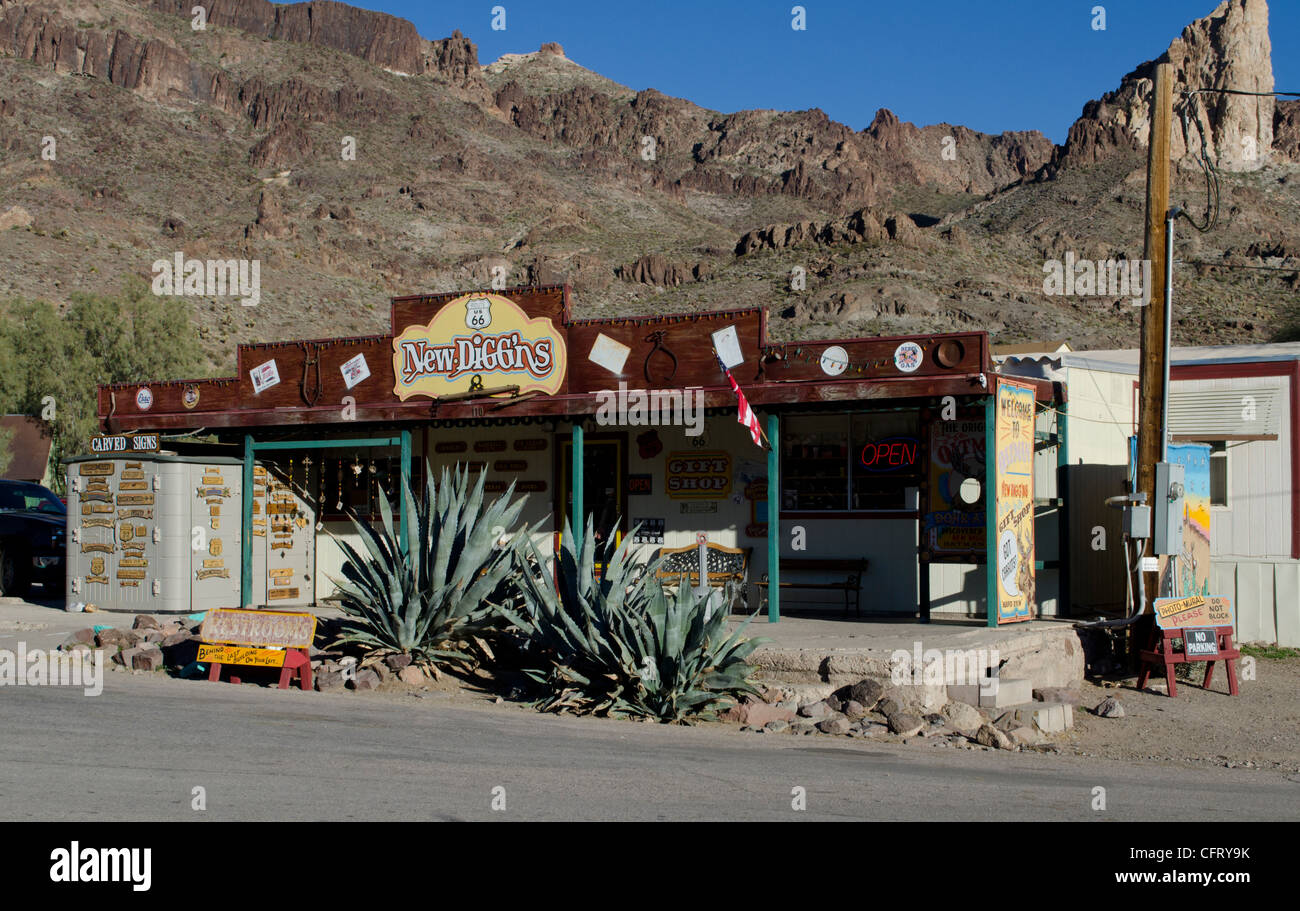 Rt 66,Oatman, AZ, New Diggin's, tourist shop Stock Photo - Alamy