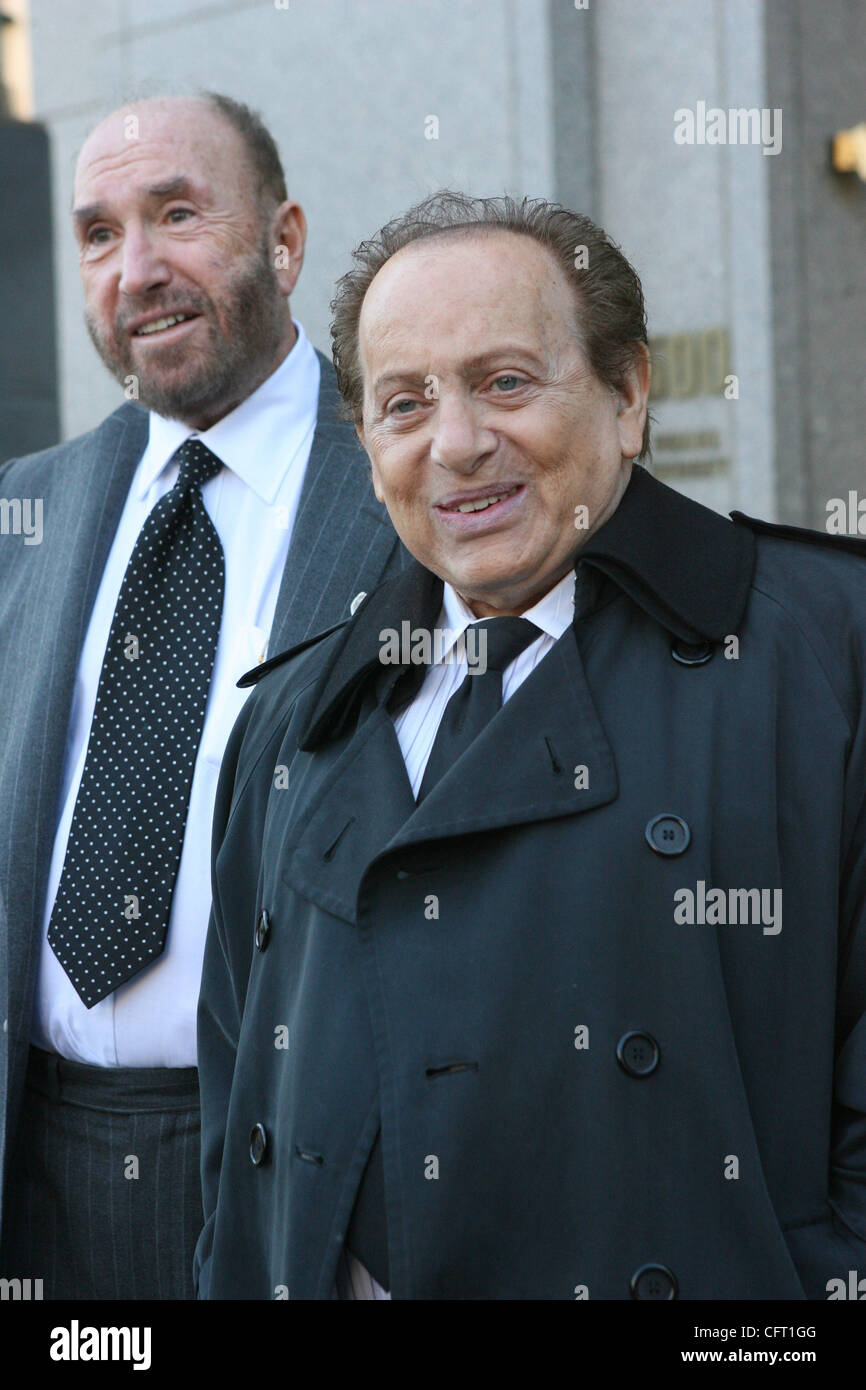 Comic Jackie Mason with his lawyer Raoul Felderleaving Federal court at ...