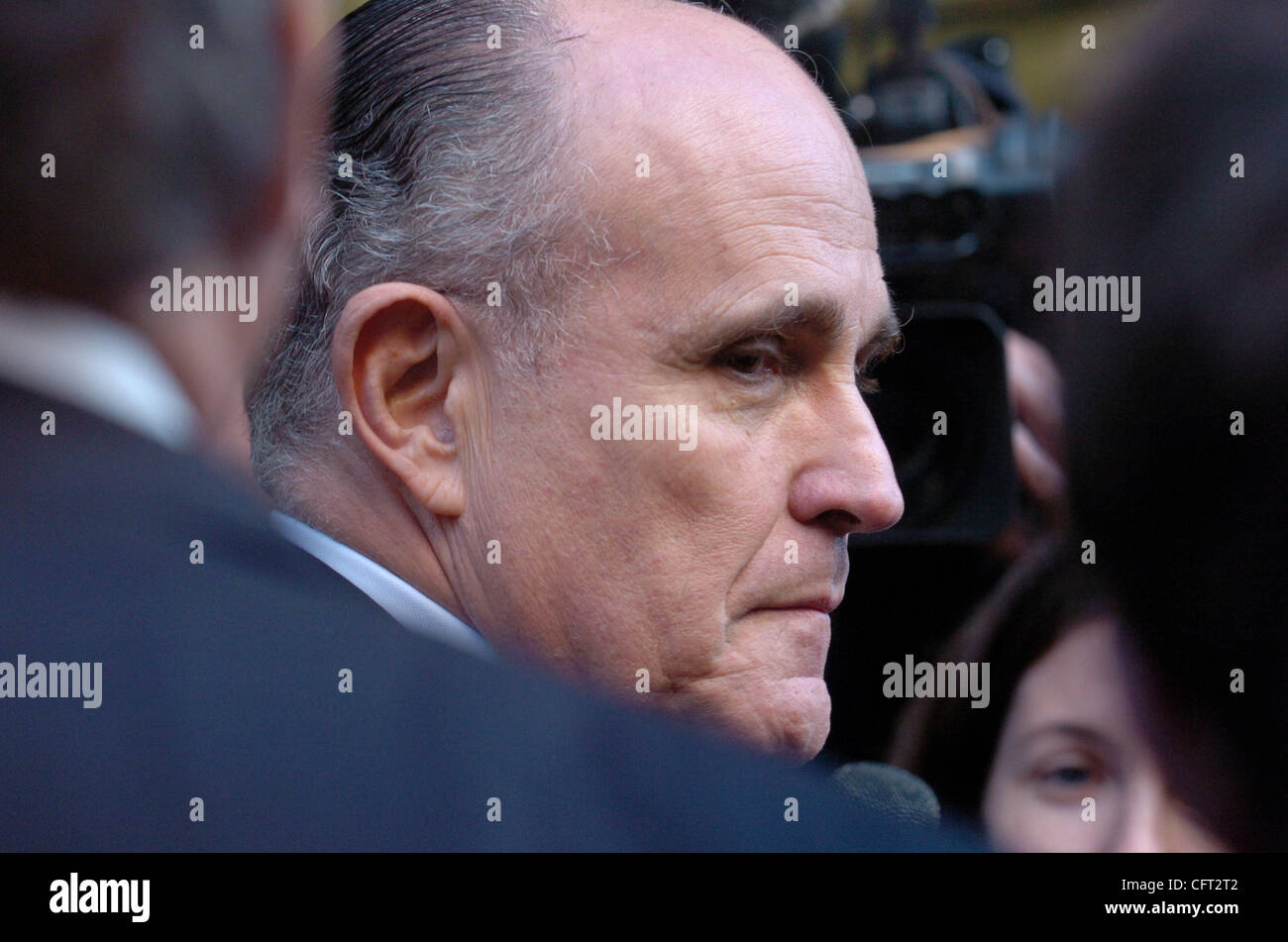 Former New York City Mayor Rudolph Giuliani speaks with the media ...