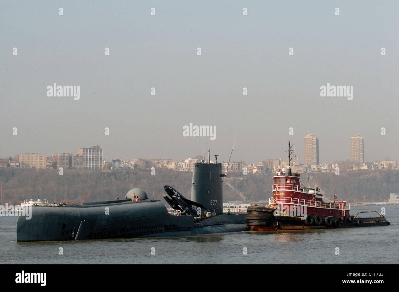The Intrepid Sea, Air & Space Museum's Growler Submarine is towed down ...