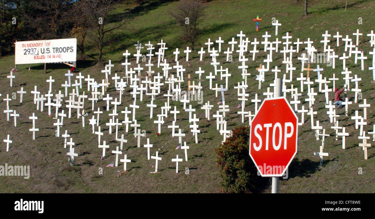 A nearby stop sign adds editorial comment Sunday, Dec. 17, 2006, as ...