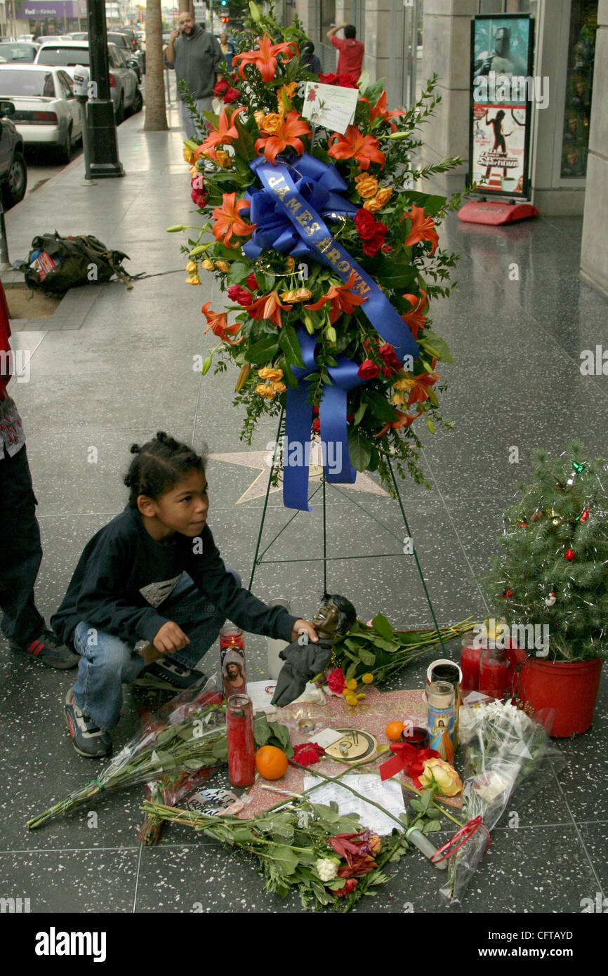 Dec 26, 2006; Hollywood, CA, USA; Flowers mark singer James Brown's ...