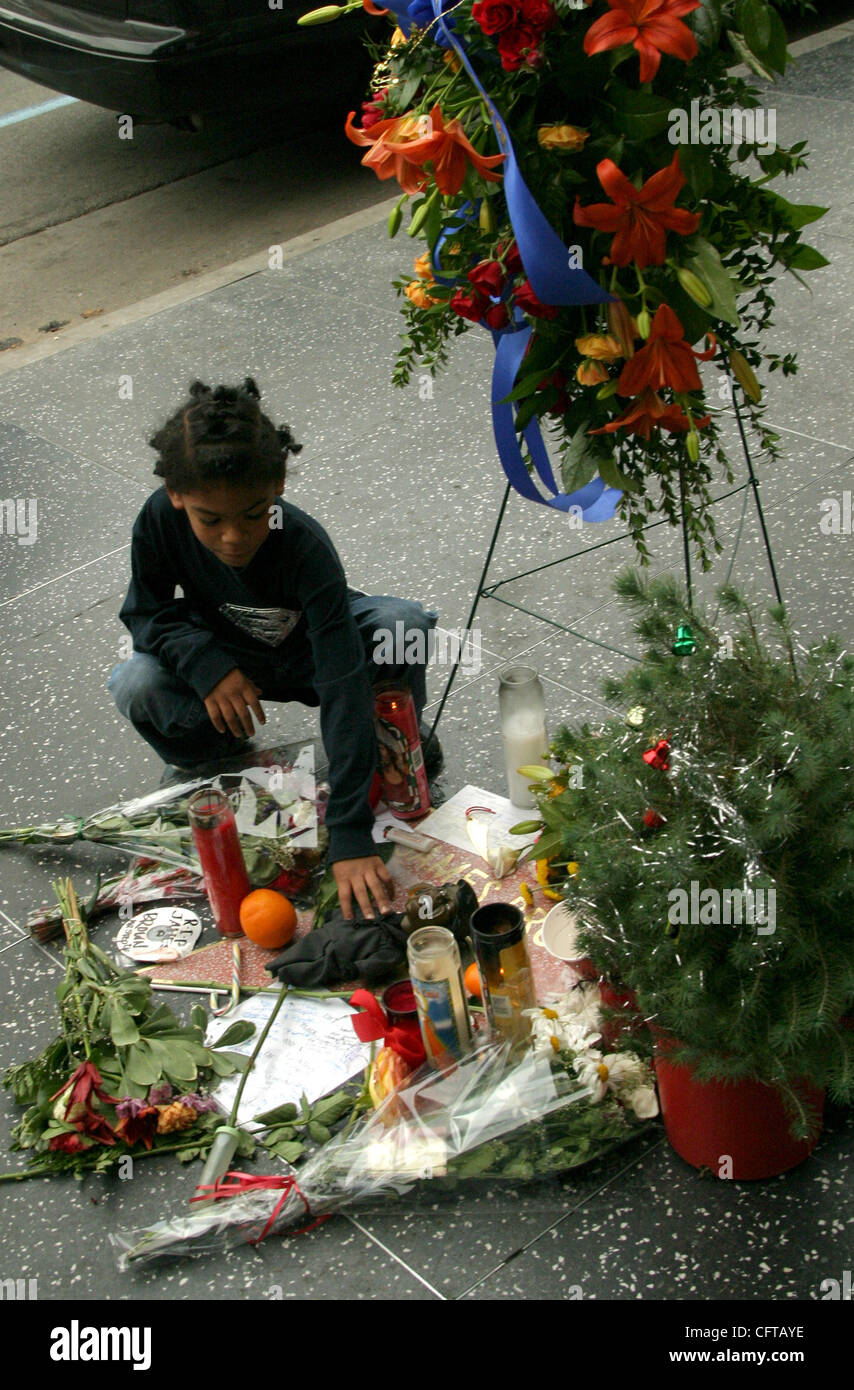 Dec 26, 2006; Hollywood, CA, USA; Flowers mark singer James Brown's ...