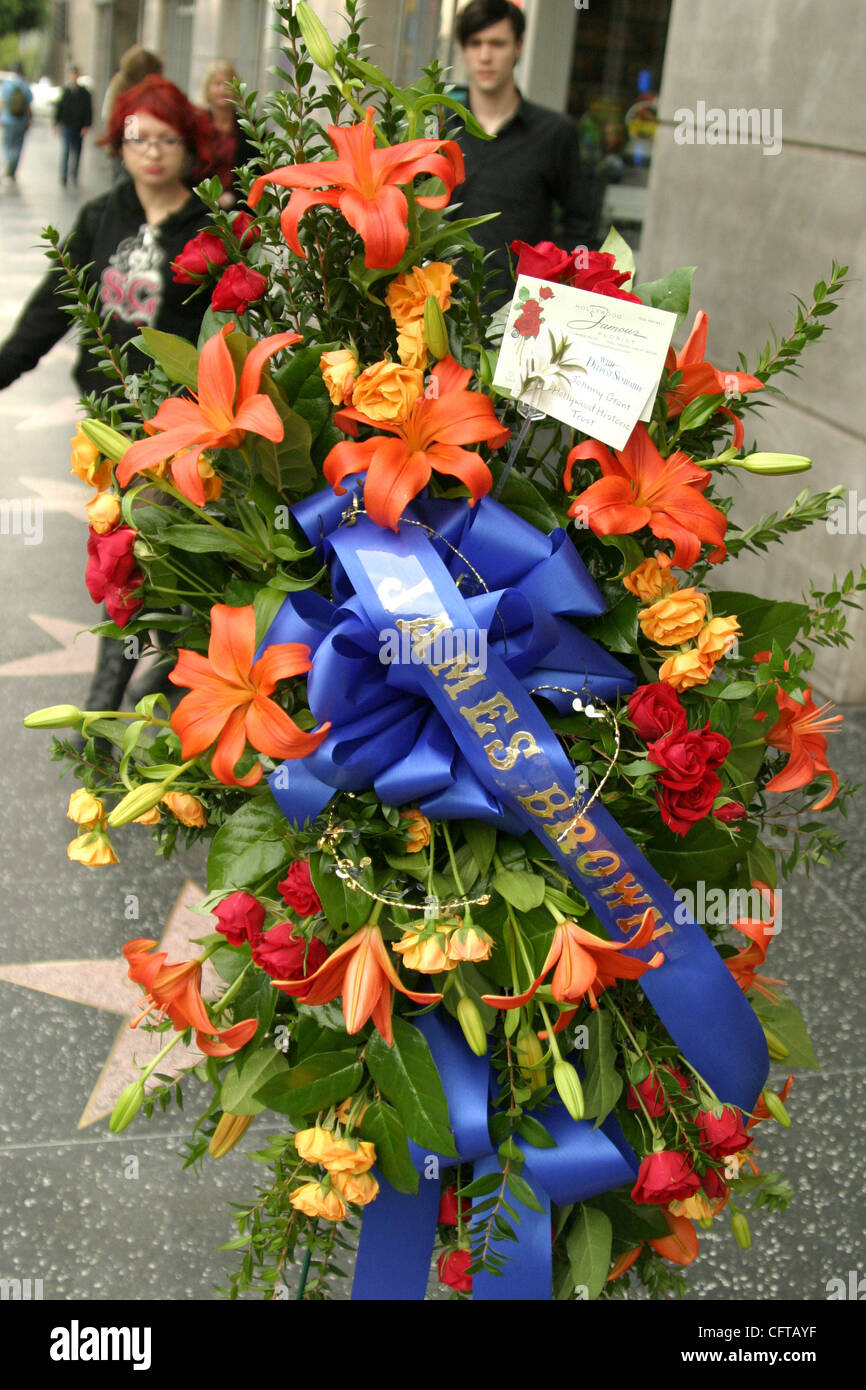 Dec 26, 2006; Hollywood, CA, USA; Flowers mark singer James Brown's ...