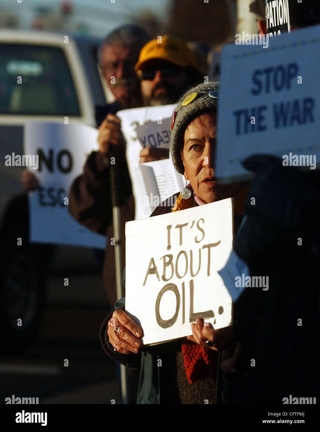 Ruth Bird joins anti-war protestors at the intersection of Hill Street ...