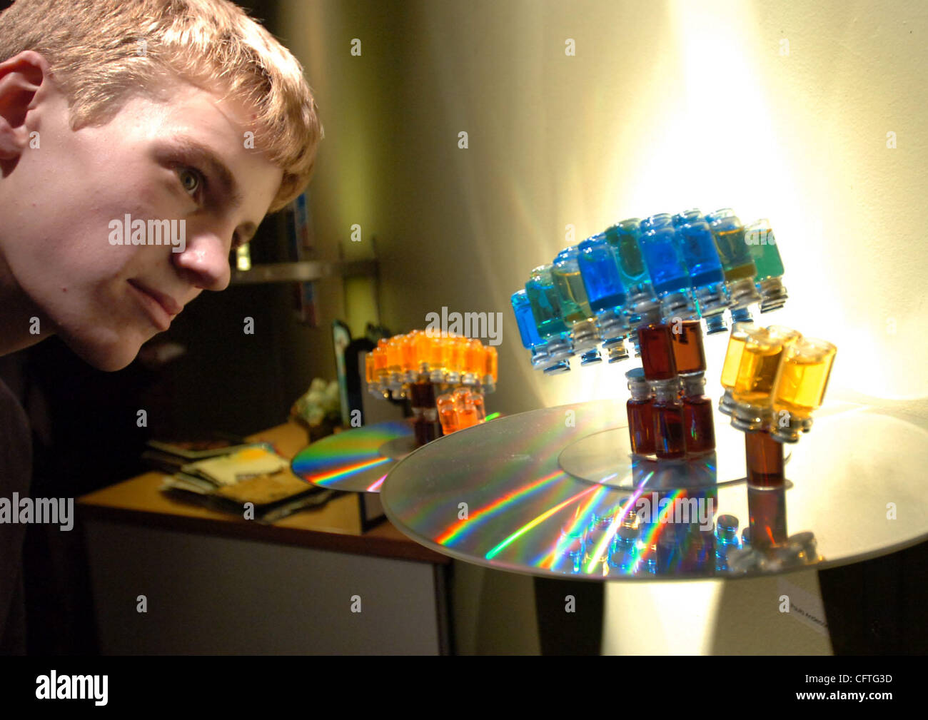 Northgate high school sophomore Scott Ristad views the artwork of ...