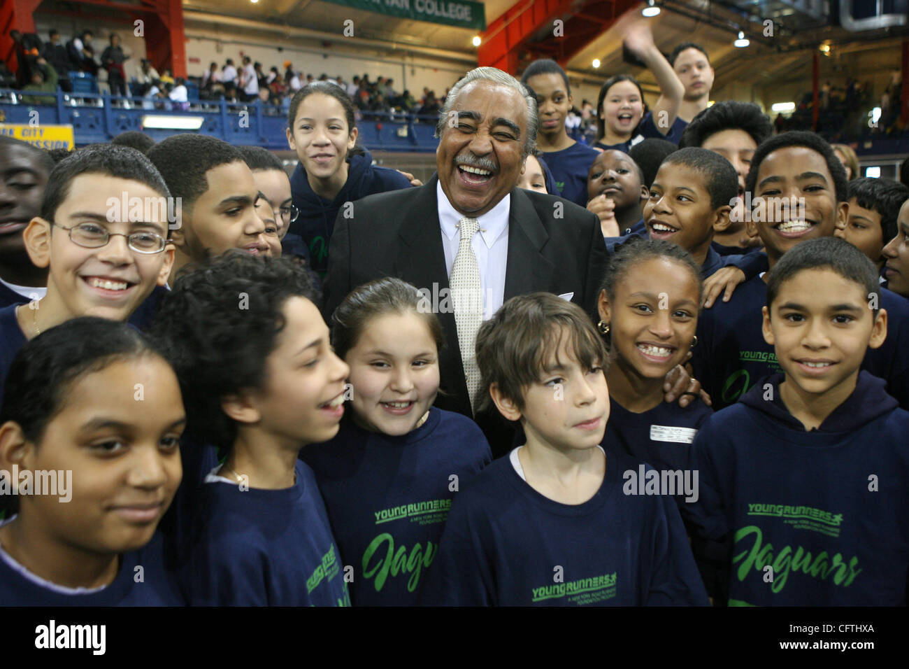 Congressman Charles Rangel and kids of PS LMS 15 of the Bronx ...