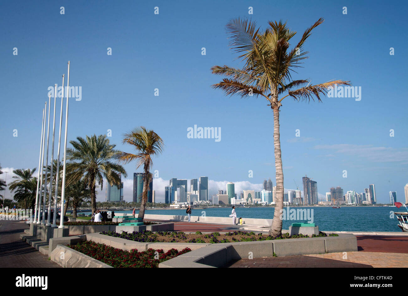 DOHA / CAPITAL of QATAR Corniche Promenade and view of the business ...