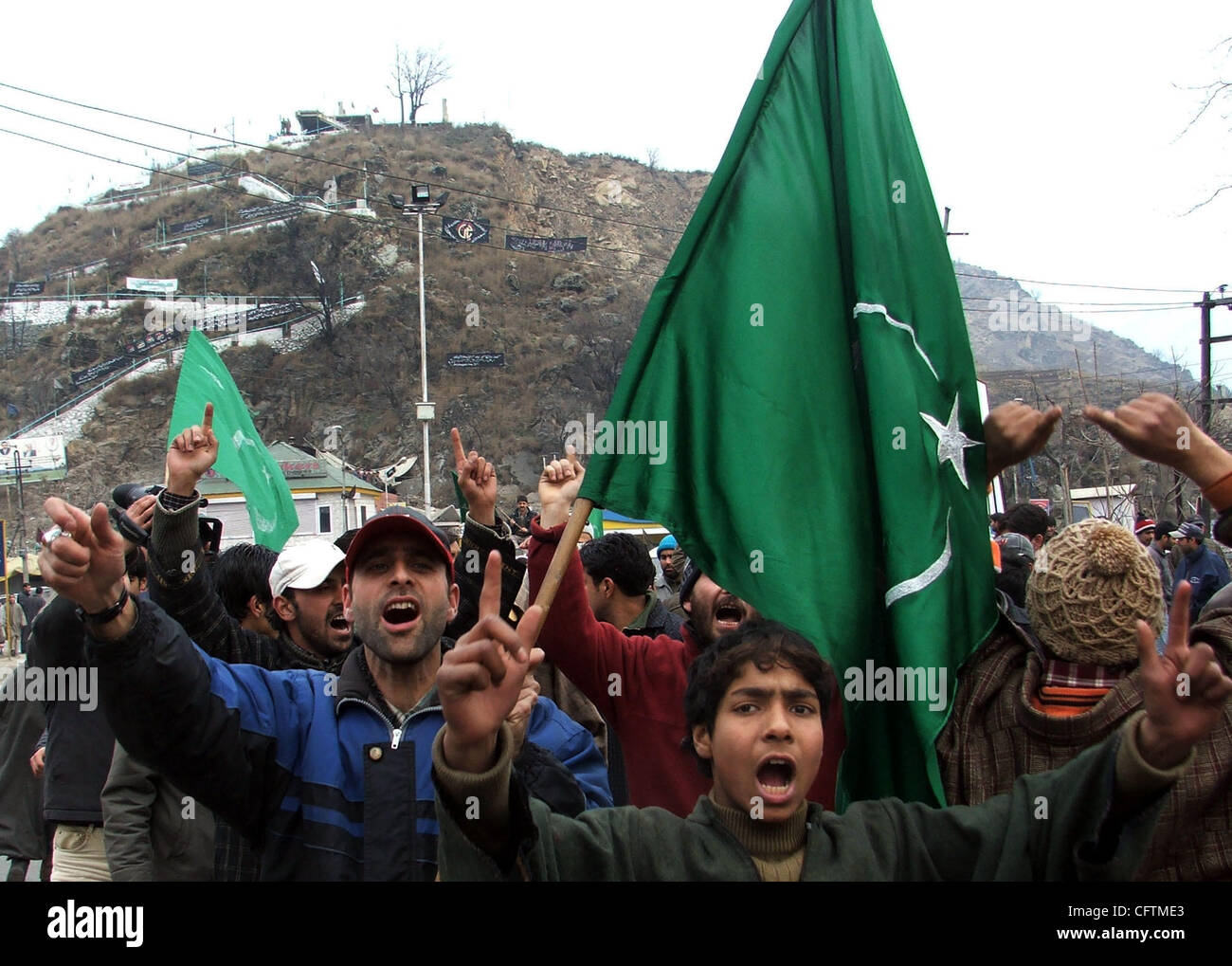 Kashmiri Muslim supporters of moderate leader Mirwaiz Omer Farooq shout ...