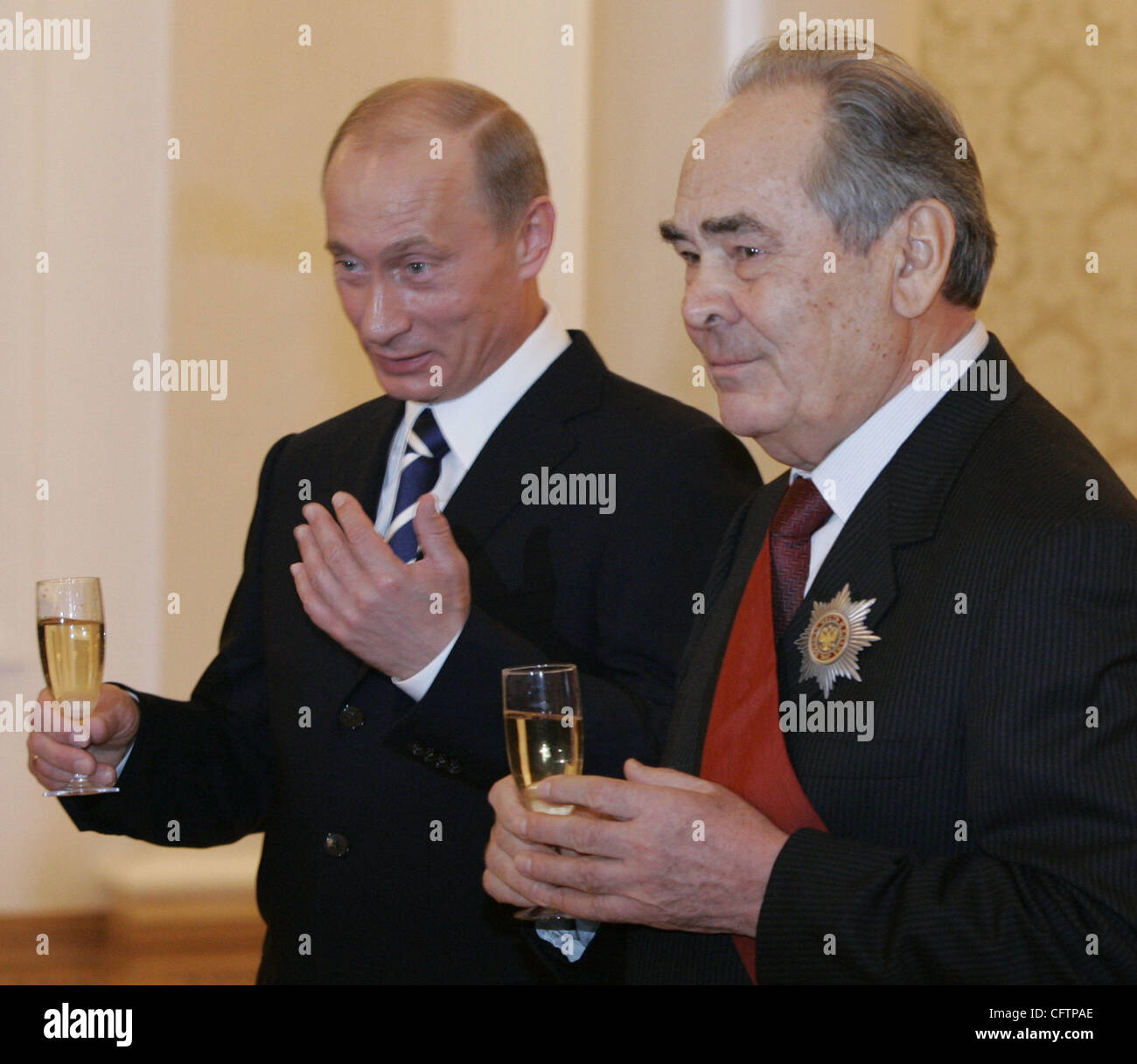 Vladimir Putin and President of Tatarstan Mintimer Shaimiev Stock Photo ...