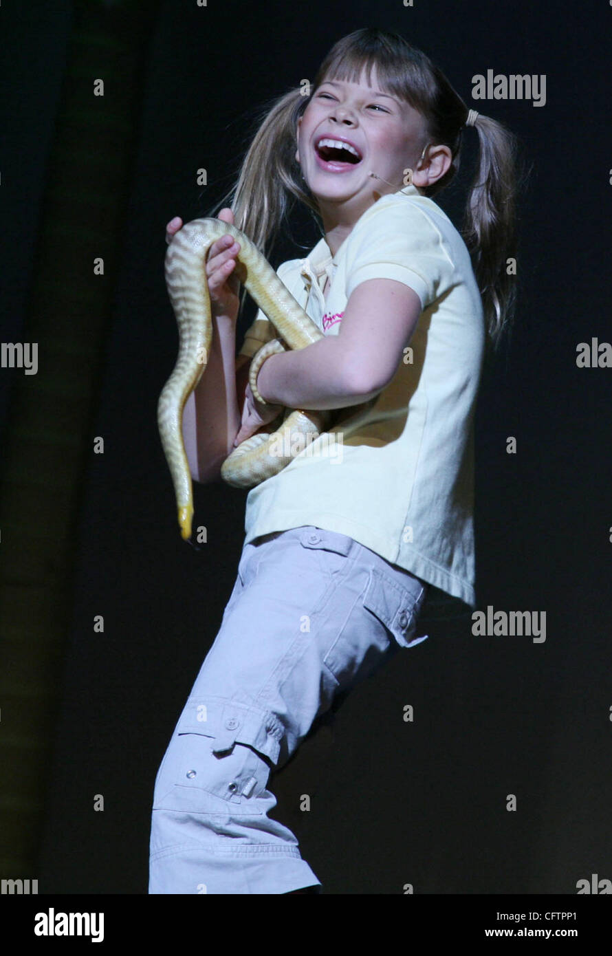Jan 20, 2007; New York, NY, USA; BINDI IRWIN shows a snake during the ...