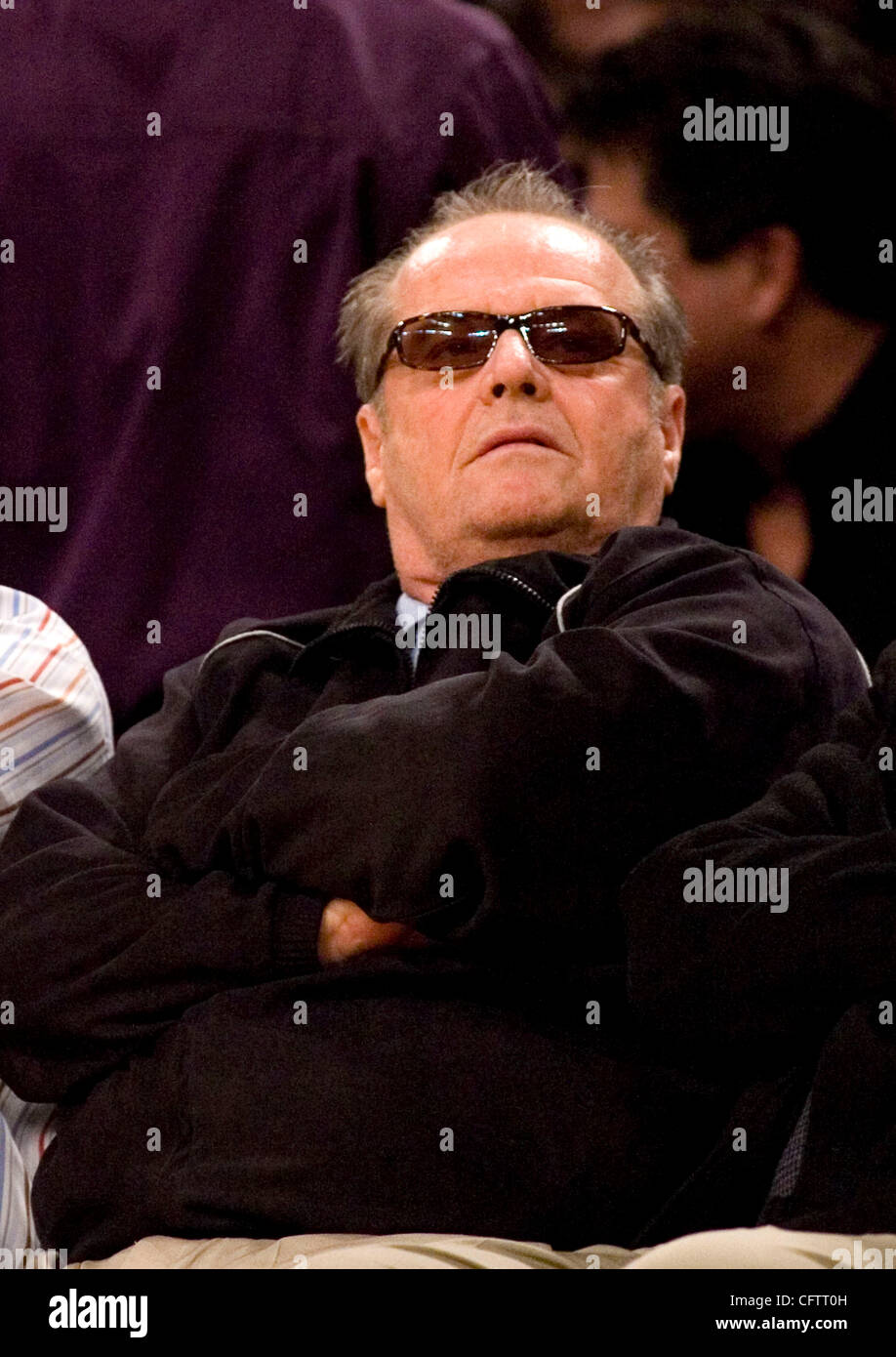 Jan 22, 2007; Los Angeles, CA, USA; Actor JACK NICHOLSON sits courtside ...