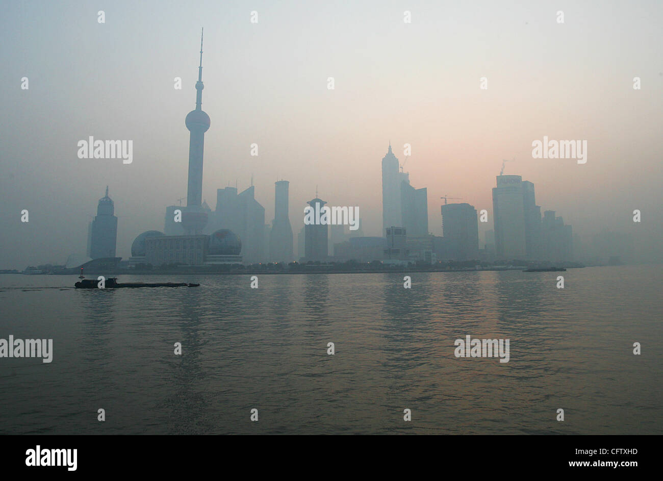 Jan. 27, 2007 - Shanghai, China - The Shanghai skyline is seen through ...
