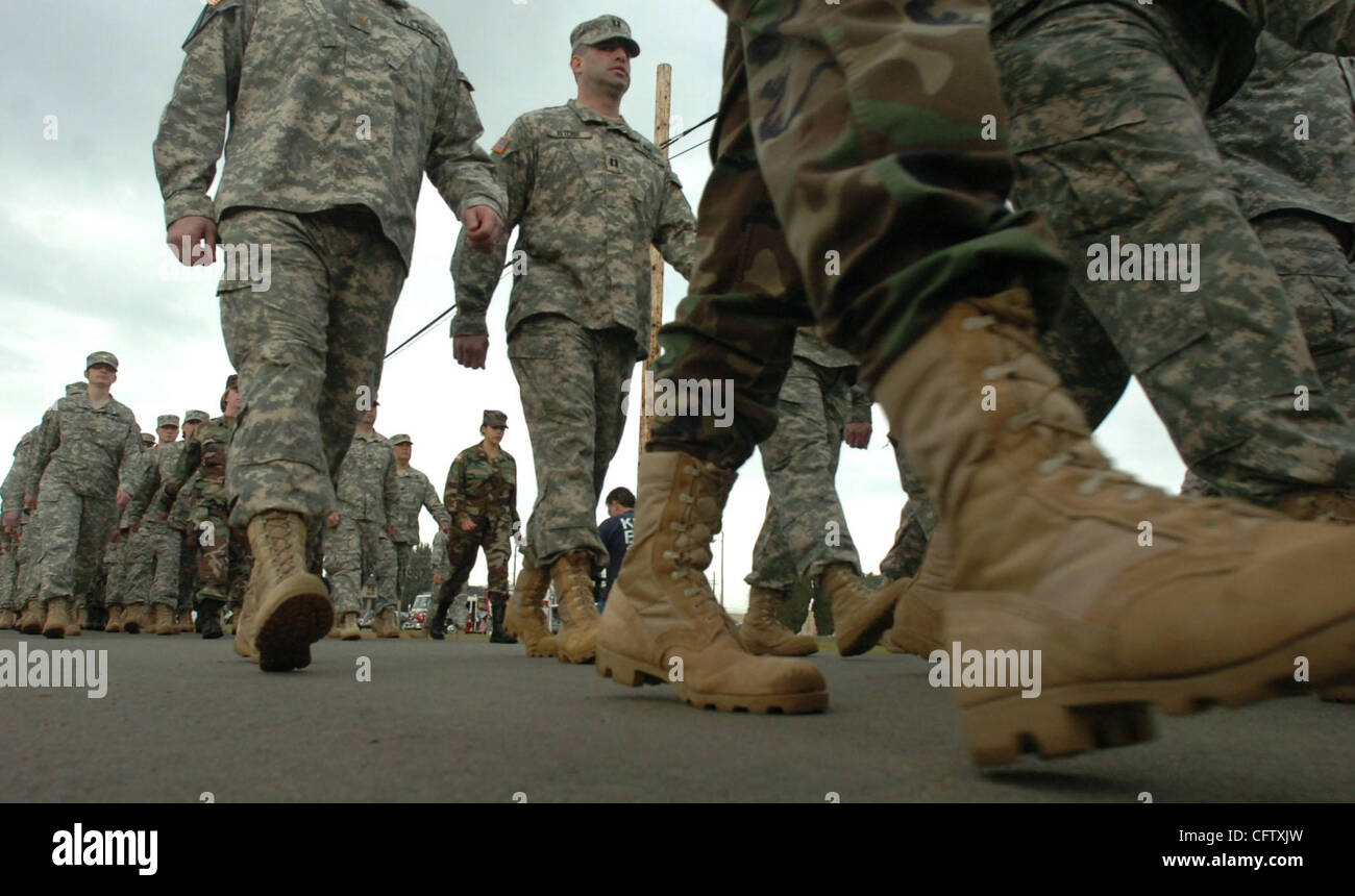 Soldiers with the 104th Division Timberwolves - Nightfighters march off ...
