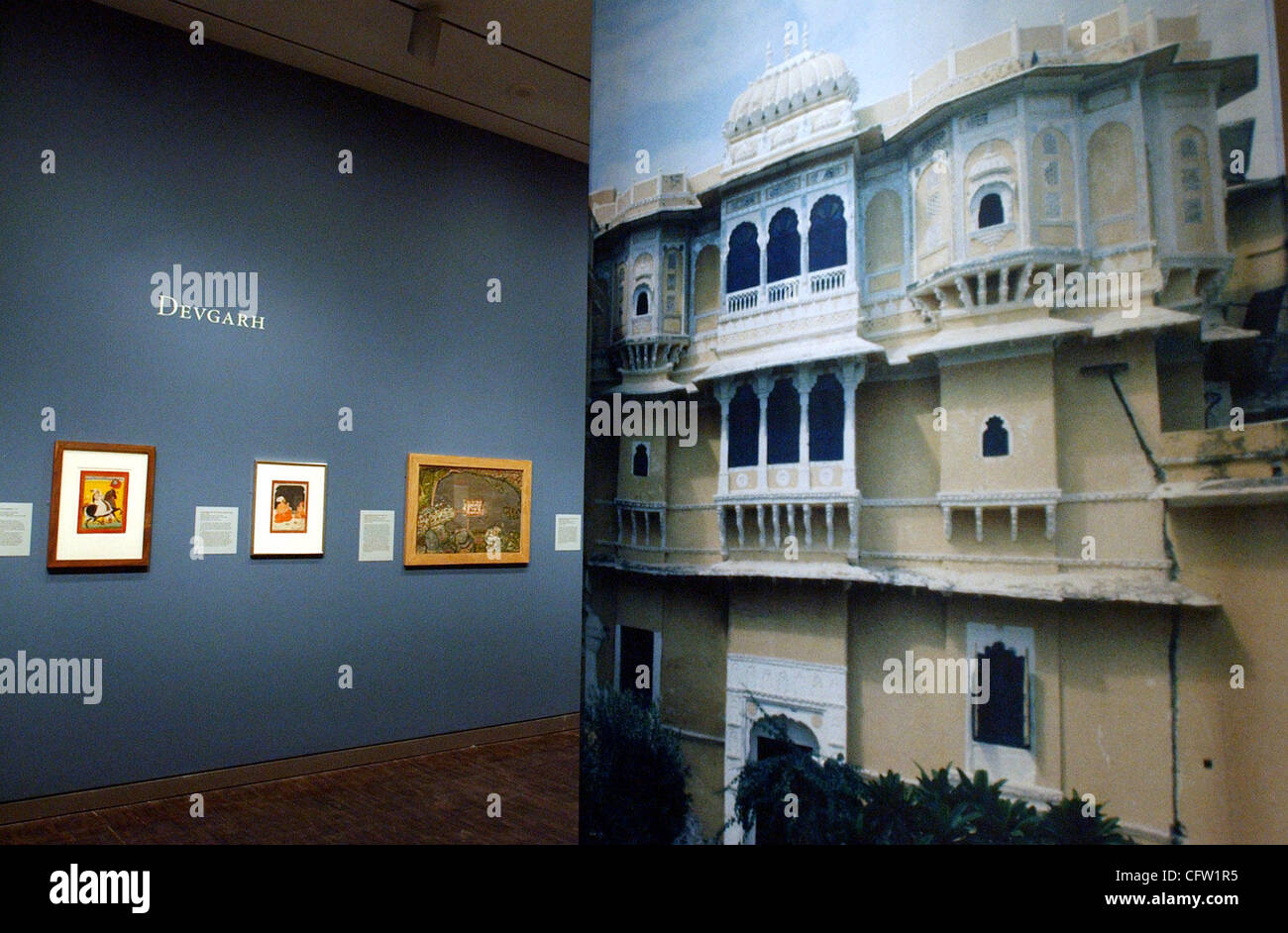 A large hanging photo of the palace of Devgarh hangs near the regions ...