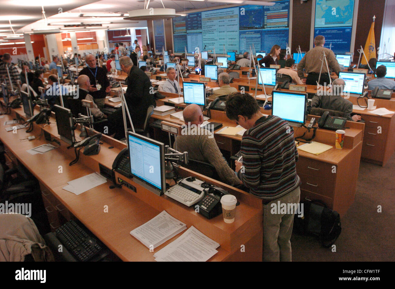 ATLANTA, GA - JANUARY 31: CDC personnel work during a PanFlu Exercise ...