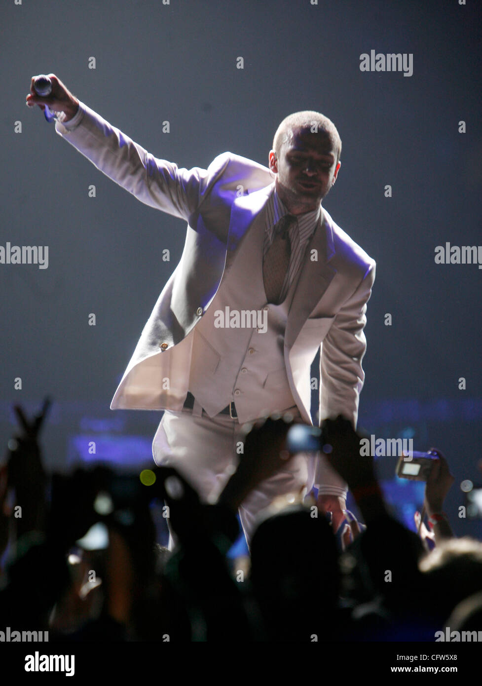 Justin Timberlake performing at Madison Square Garden on 2/7/2007 ...
