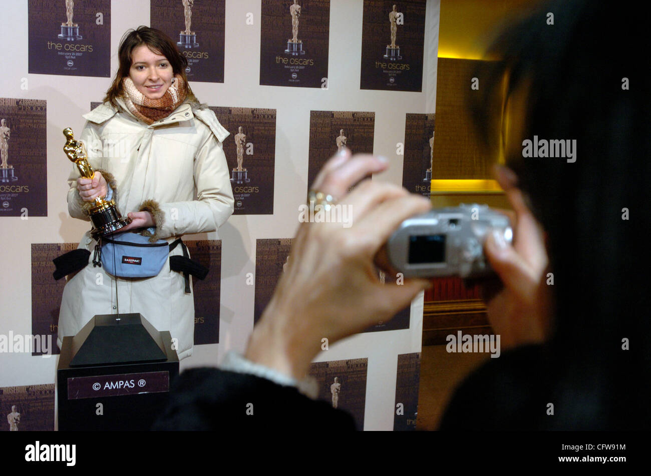 "Meet the Oscars, New York" display at the Times Square television ...