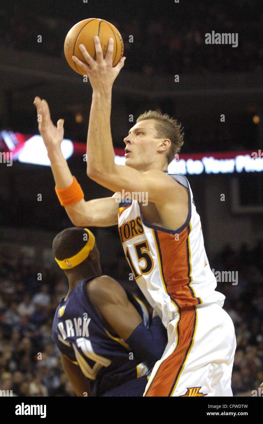 Golden State's Andris Biedrins gets fouled in the first quarter by ...