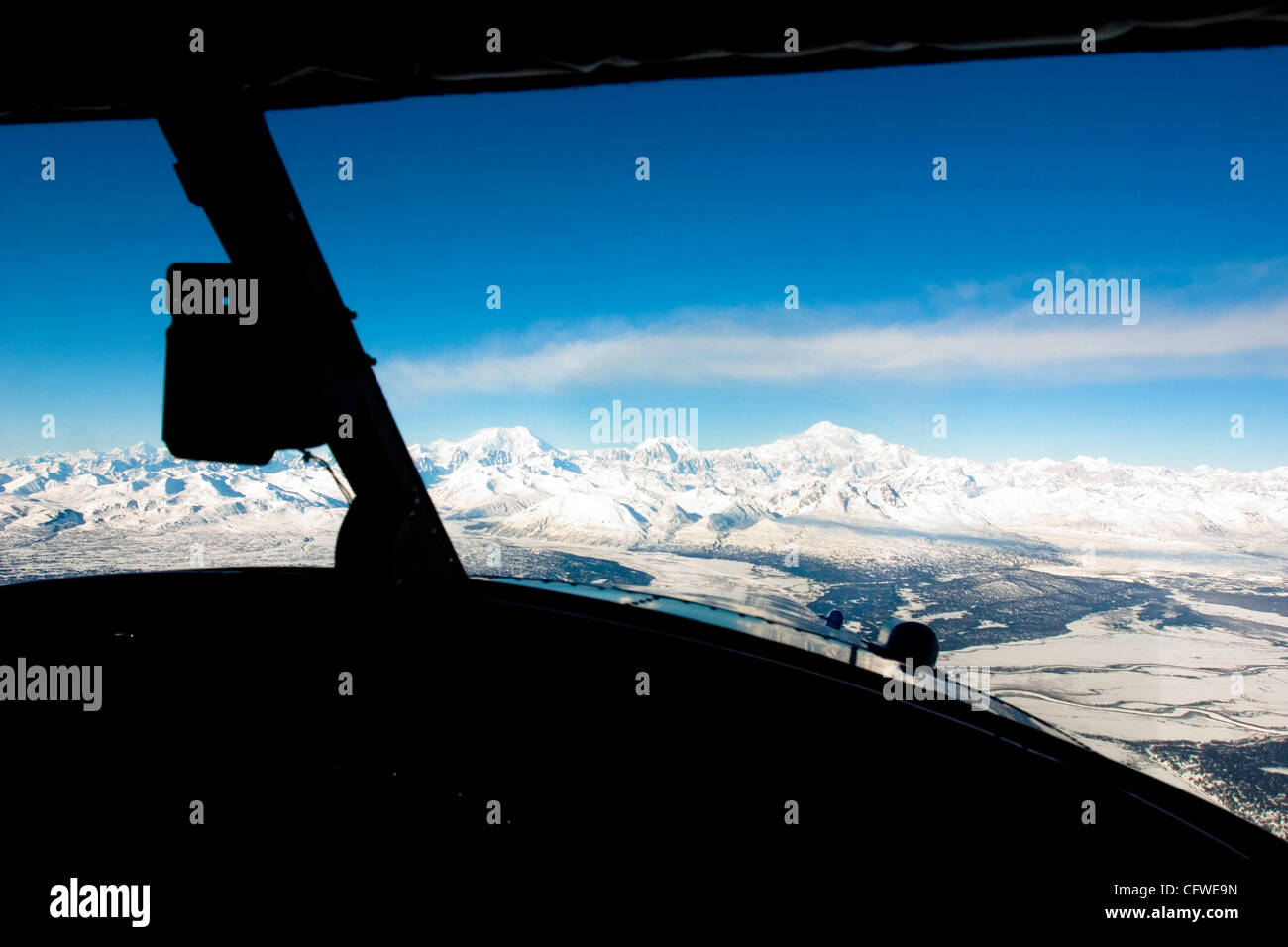 The view from the cockpit of the Talkeetna Air Taxi of Mt. McKinley and ...