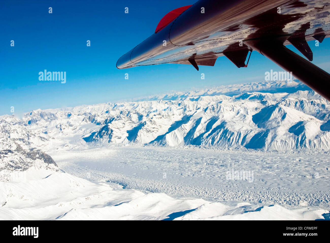 The view from the cockpit of the Talkeetna Air Taxi of Mt. McKinley and ...