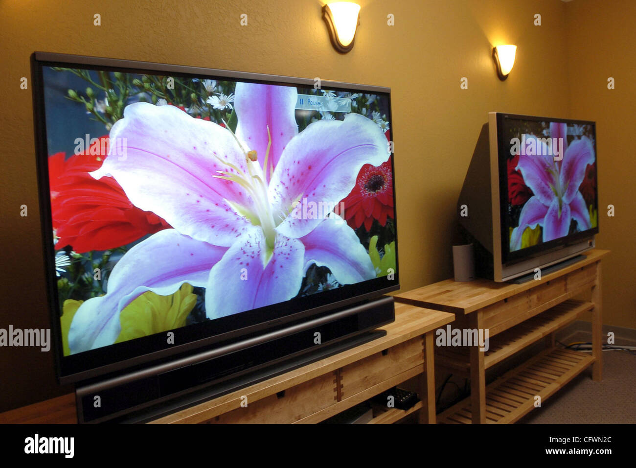 A MicroDisplay projection television at the company's office in Fremont ...
