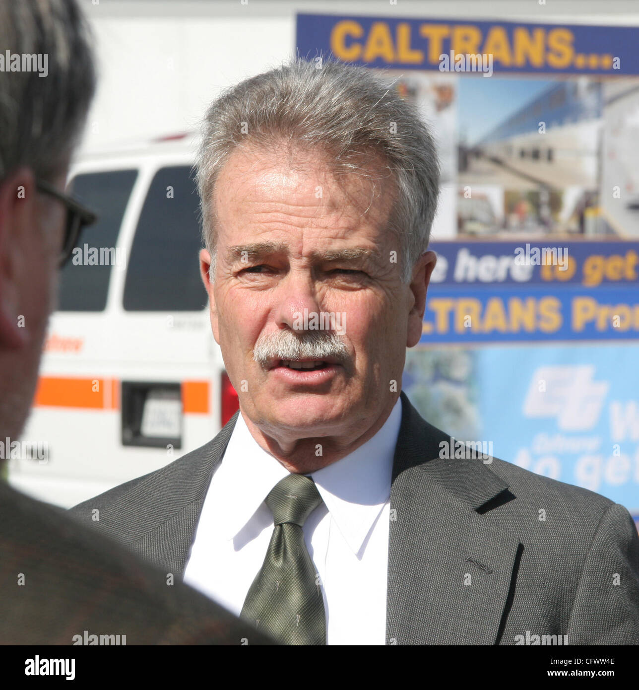Will Kempton, Caltrans director, spoke to the media on Freisman Road in ...