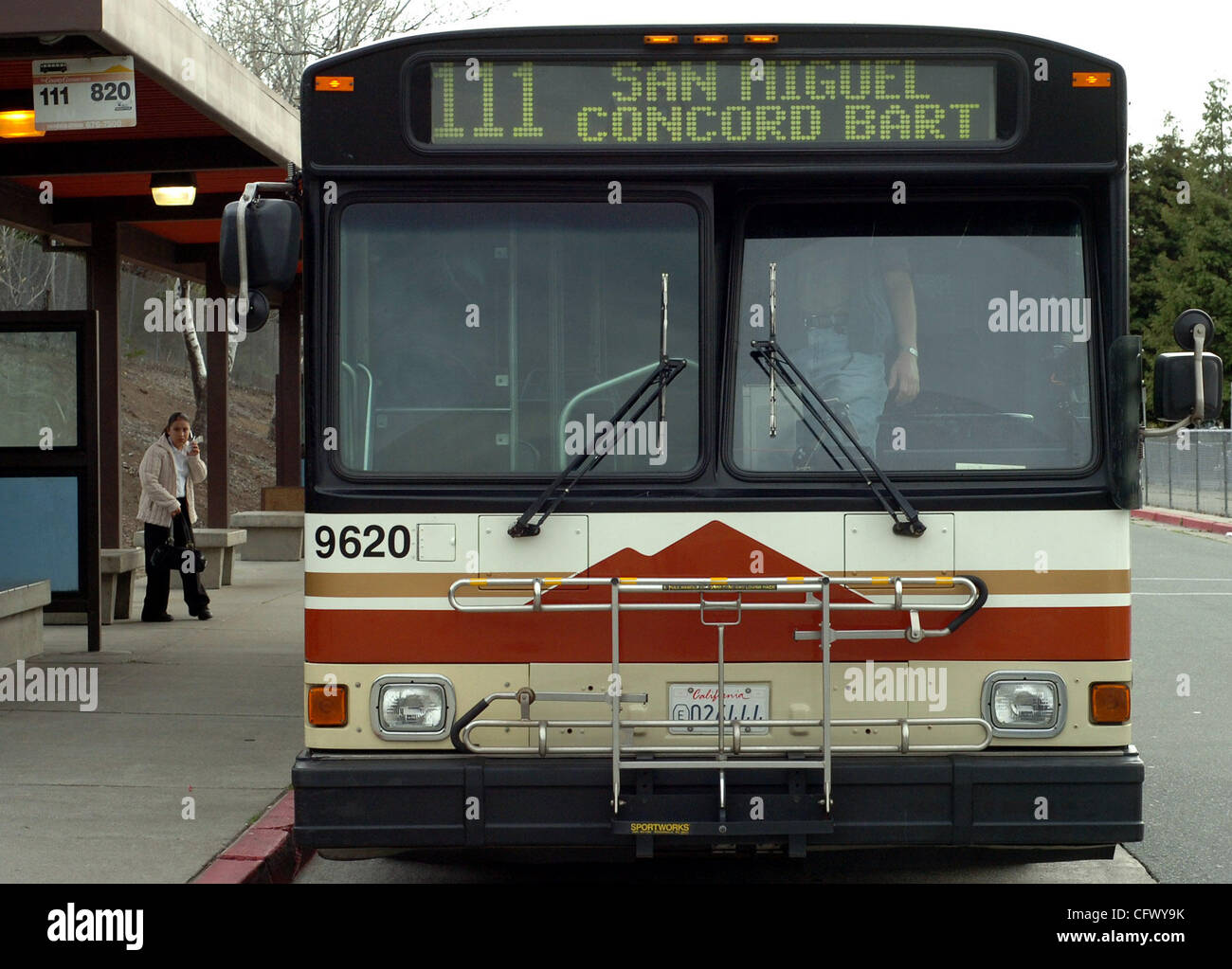 A route 111 County Connection bus waits for passengers at the Concord BART station on March 9 ...