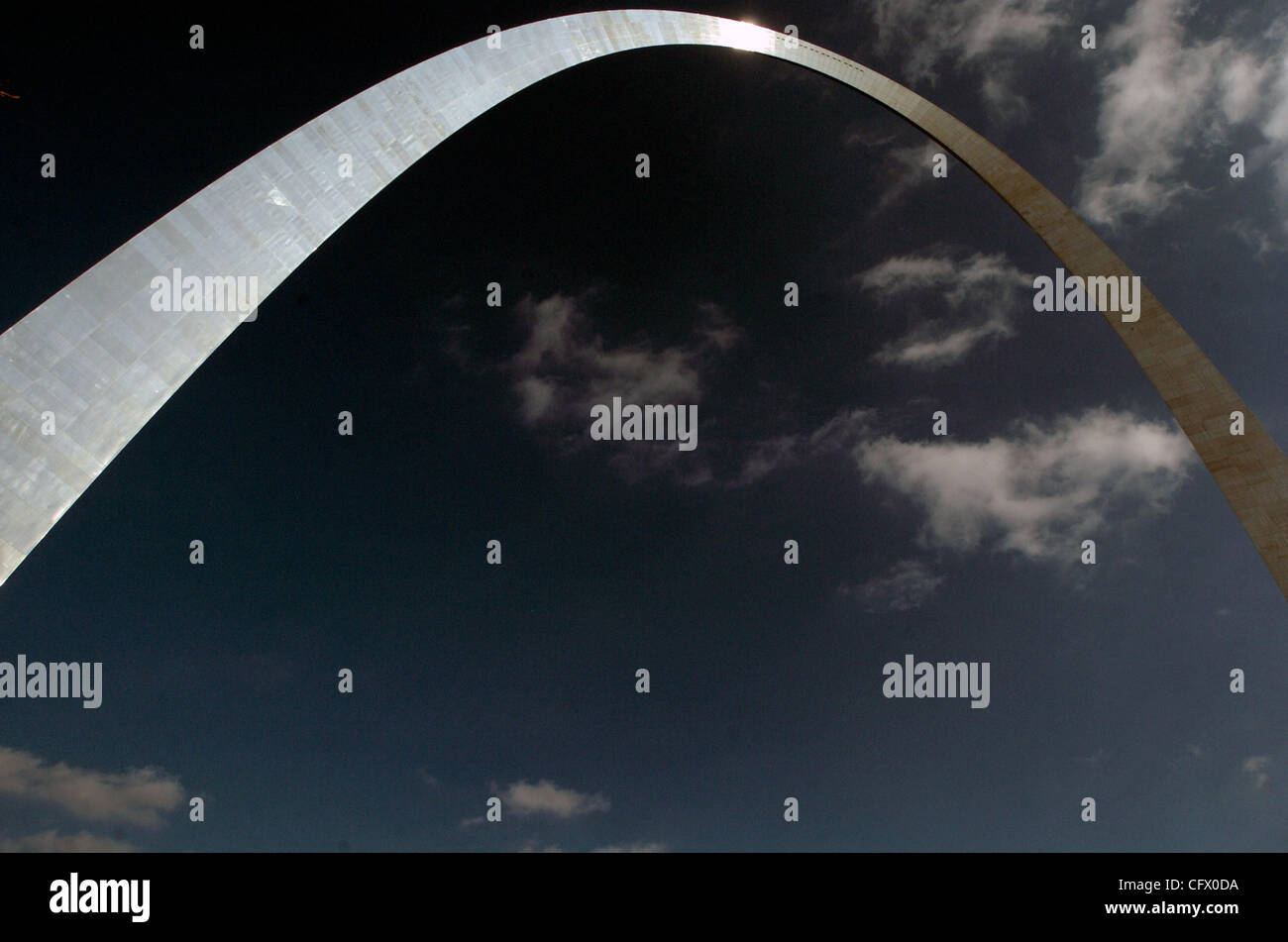 Views of the Gateway Arch along the Mississippi River waterfront in ...