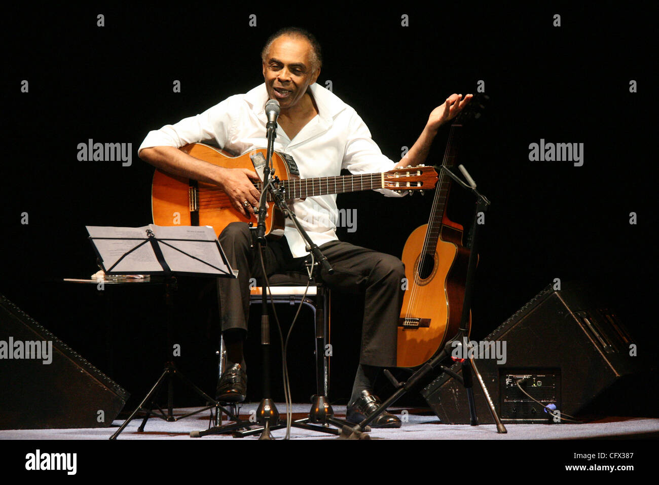 Brazilian singer-songwriter Gilberto Gil performing at the Carnegie ...