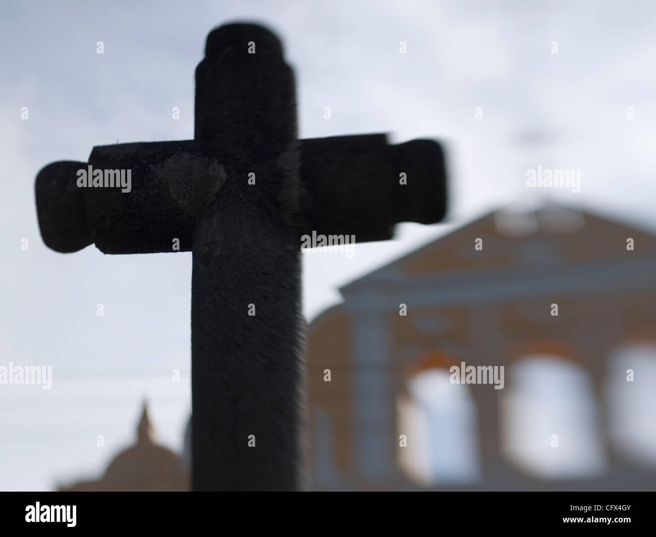 Cross in front of a church in Santa Maria de Jesus, Guatemala Stock ...