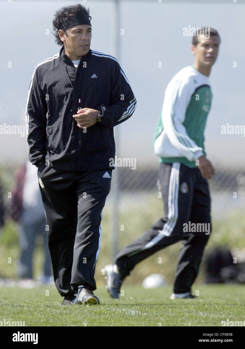 Mexican national team head coach Hugo Sanchez supervises the work of ...