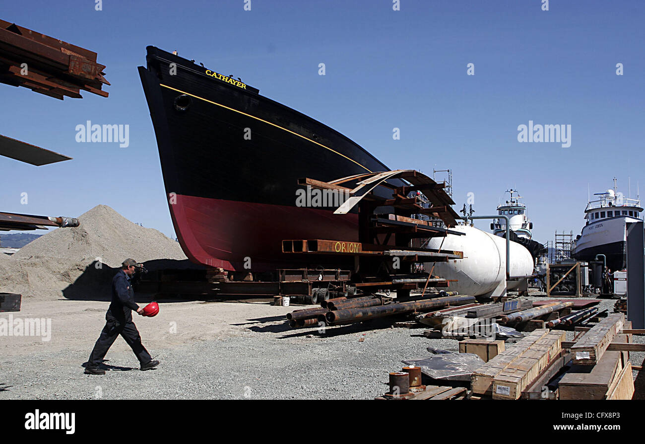 The C.A. Thayer sits at Bay Ship & Yacht shipyard in Alameda, Calif ...