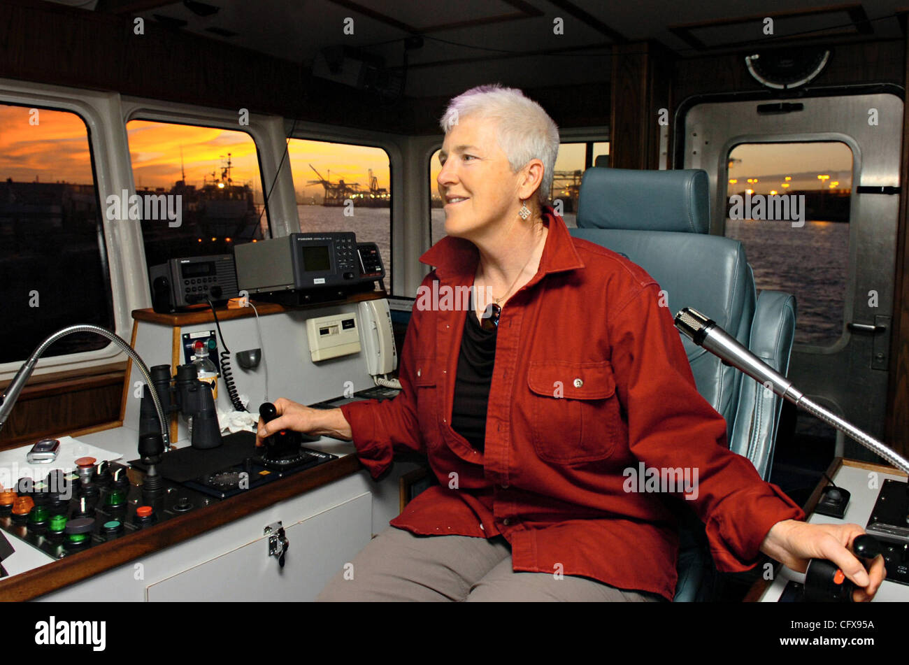 Tugboat operator Jan Tiura pilots the Z-five tuboat along the Oakland ...