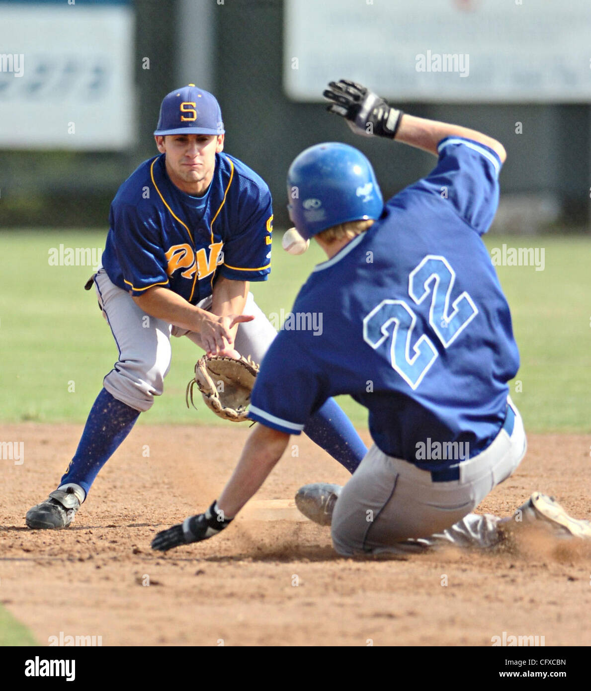Serra High School athlete Taylor Heon, left, can't make the play at ...