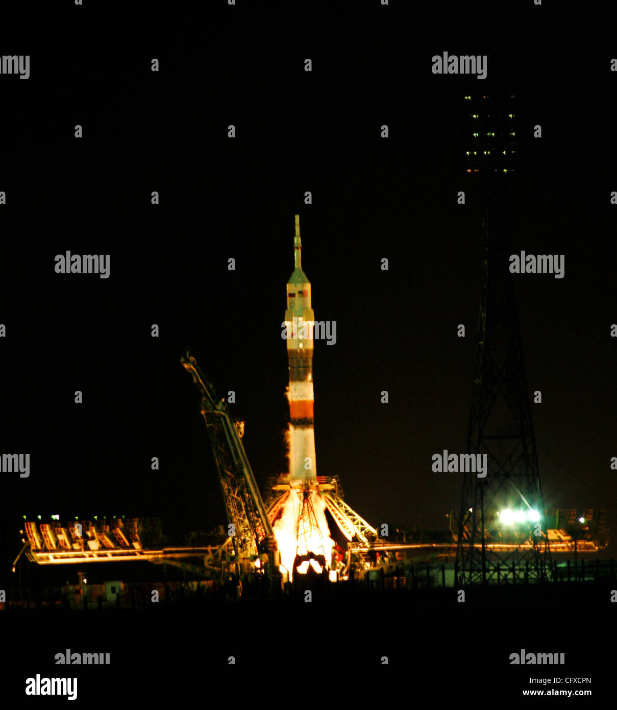 Launch of Soyuz-FG rocket from Baikonur cosmodrome Stock Photo - Alamy