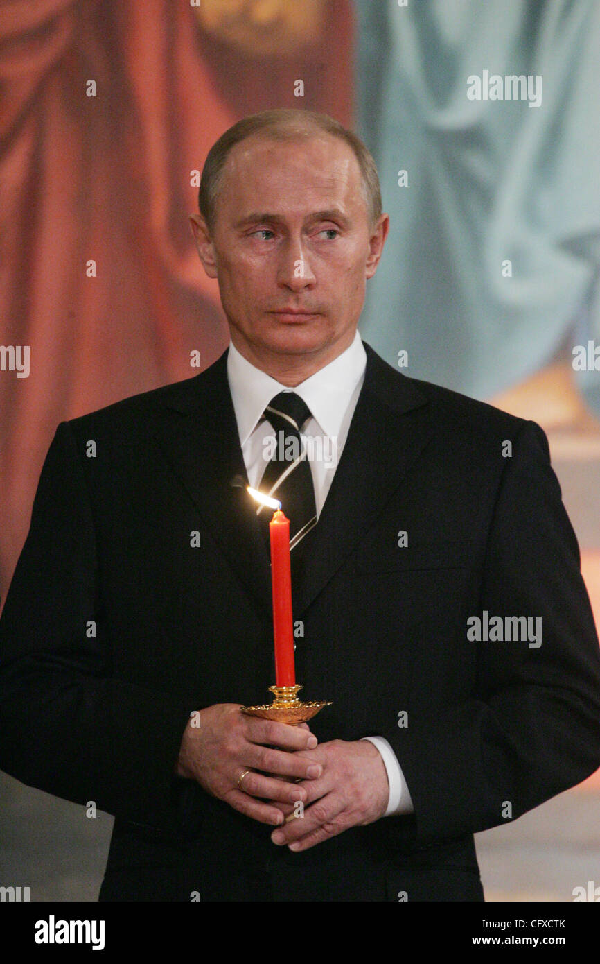 Vladimir Putin attends Easter service in Christ Savior Cathedral in ...