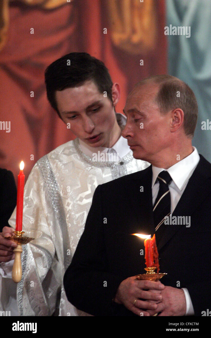 Vladimir Putin attends Easter service in Christ Savior Cathedral in ...