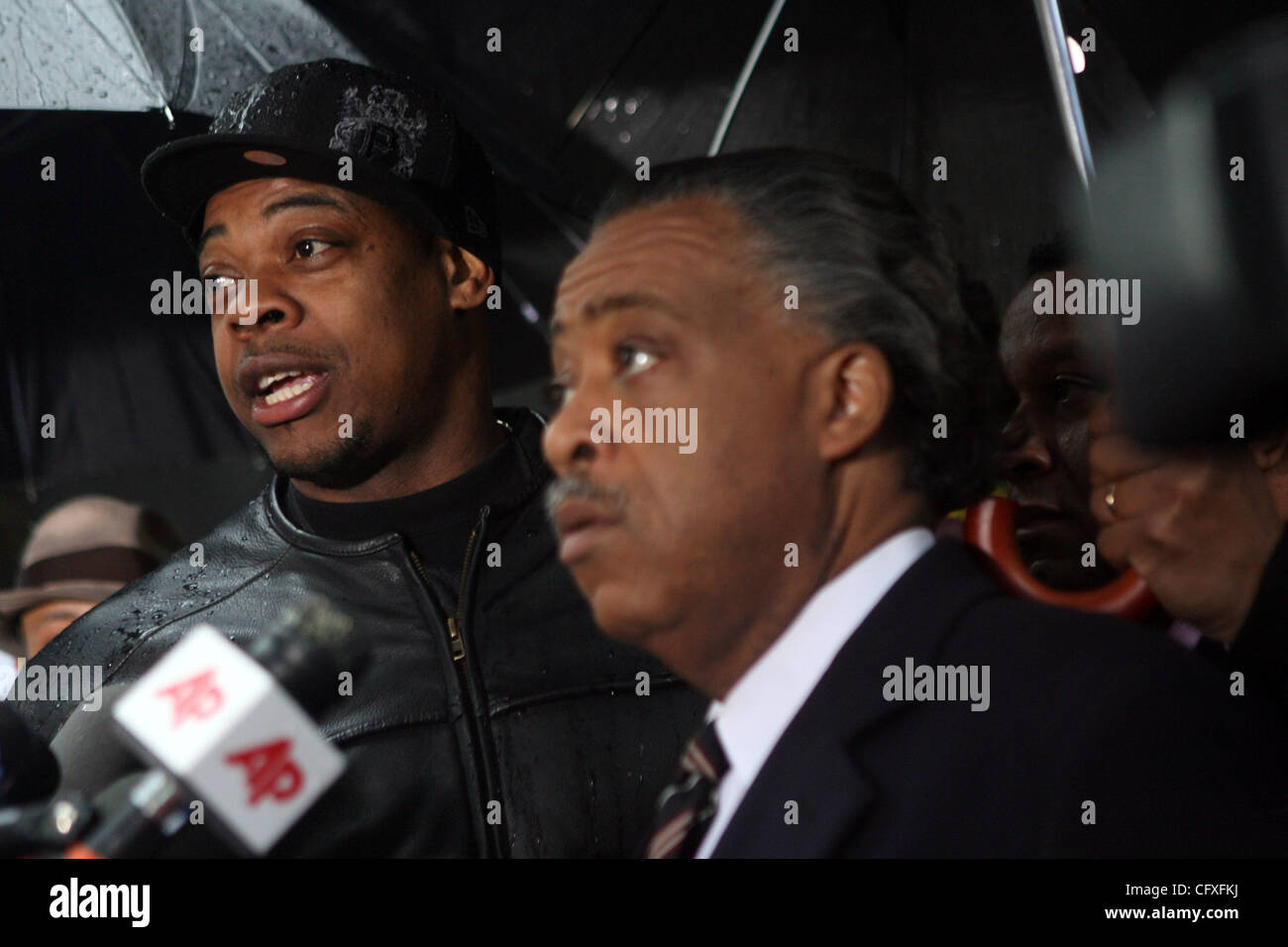 L/R: Linzell Vaughn, dad of Rutgers Kia Vaughn and Rev. Al Sharpton ...
