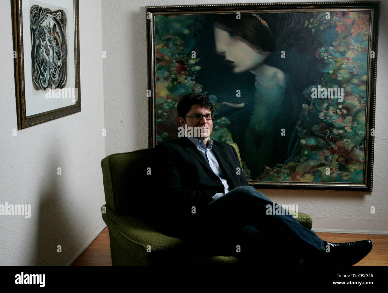 April 13, 2007 San Diego, CA MARK MURPHY in front of artwork by CATHIE ...