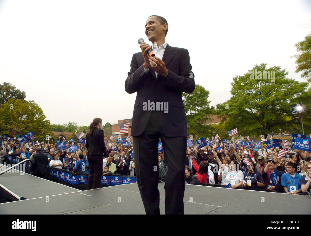 Illinois Democratic Senator Barack Obama holds a presidential campaign ...
