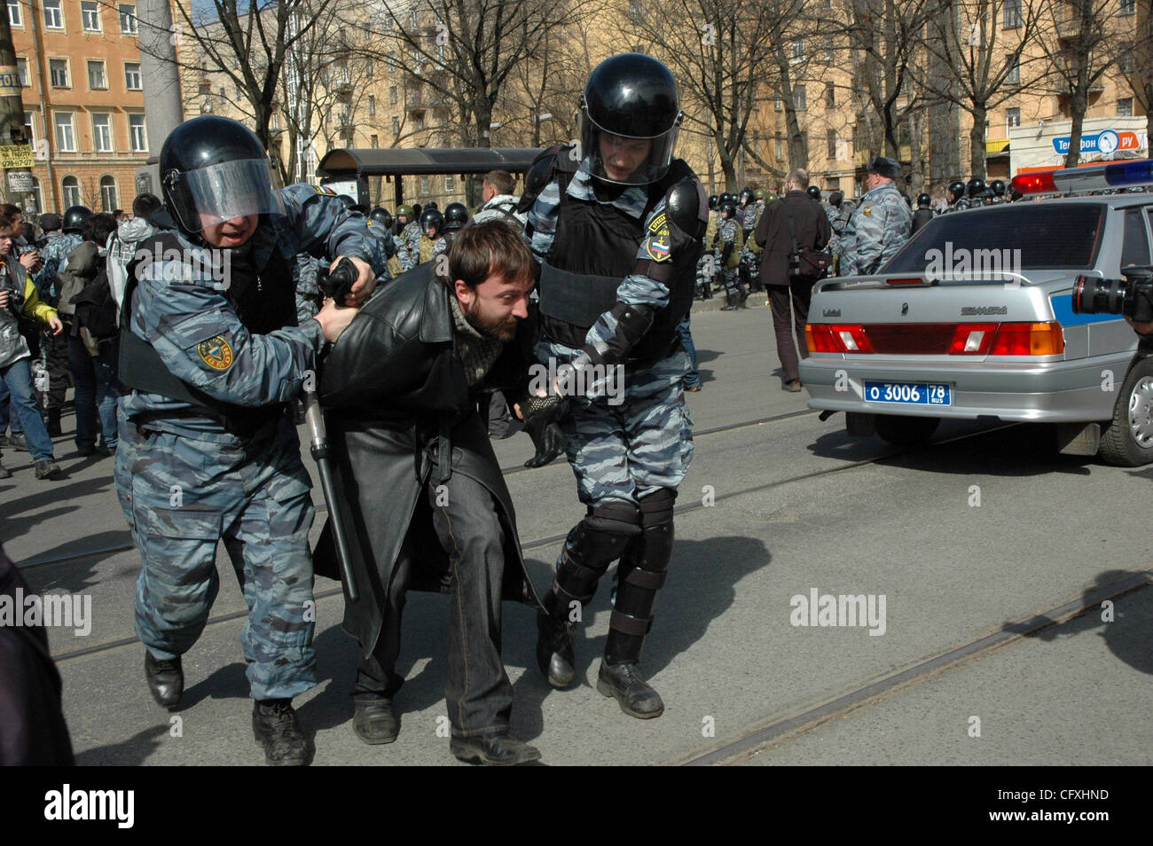 Riot police OMON arresting participants of the `Dissenters` March in St ...