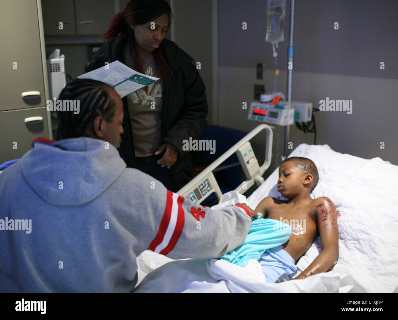 DeVonta Prince, 8, asleep in his hospital bed at HCMC Friday afternoon ...