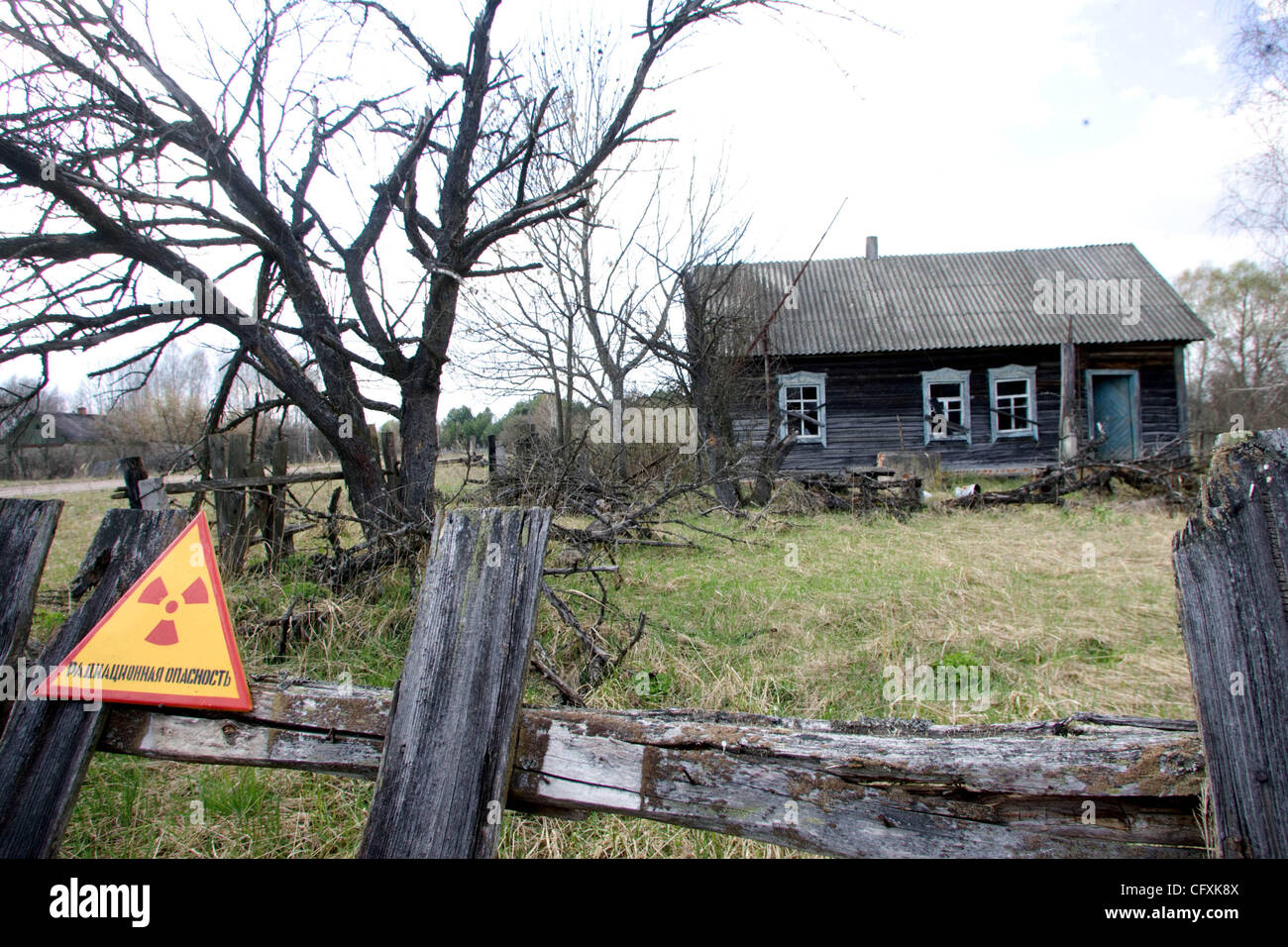 Sign of radiational danger in Belarus village of Dronki in 30 km ...
