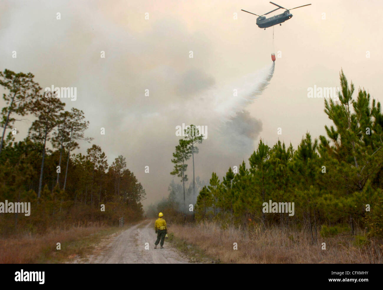 MANOR, GA - APRIL 21: A Georgia Forestry Commision ranger watches a ...